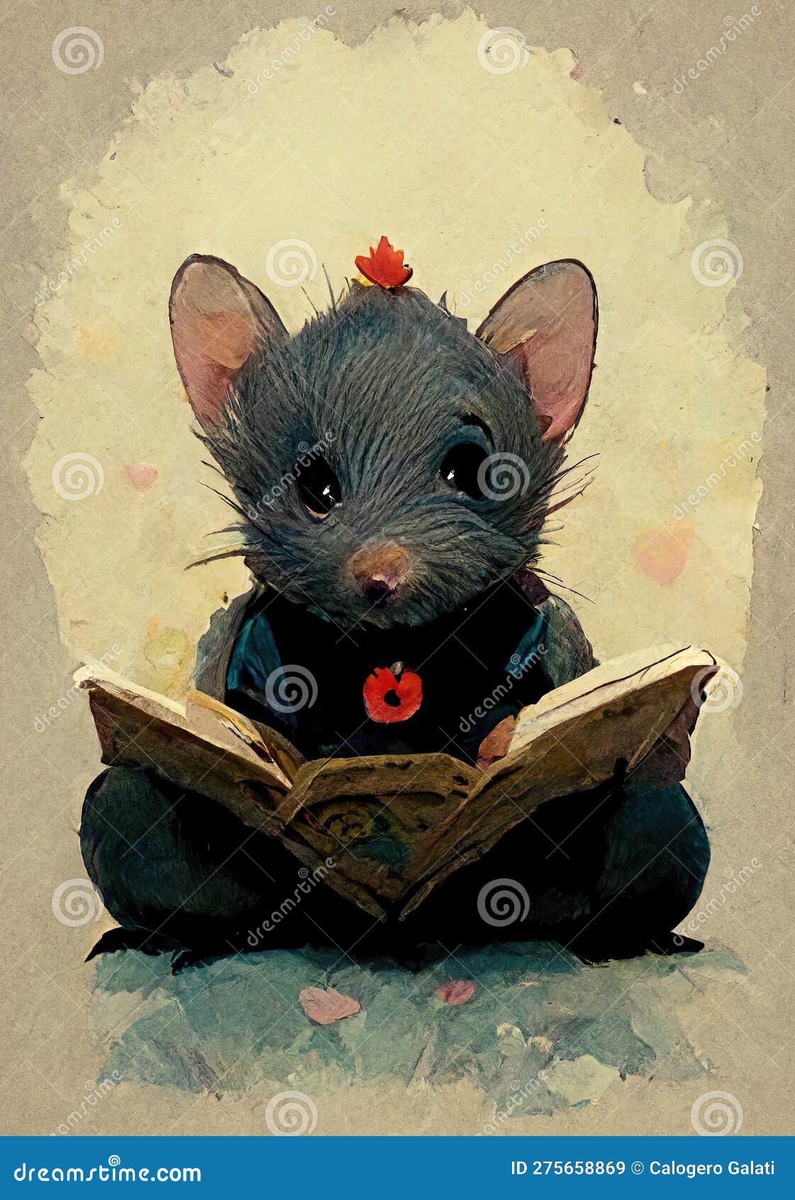 Japanese Mouse Reading a Book, Children Book Art, Ai Generated Image ...