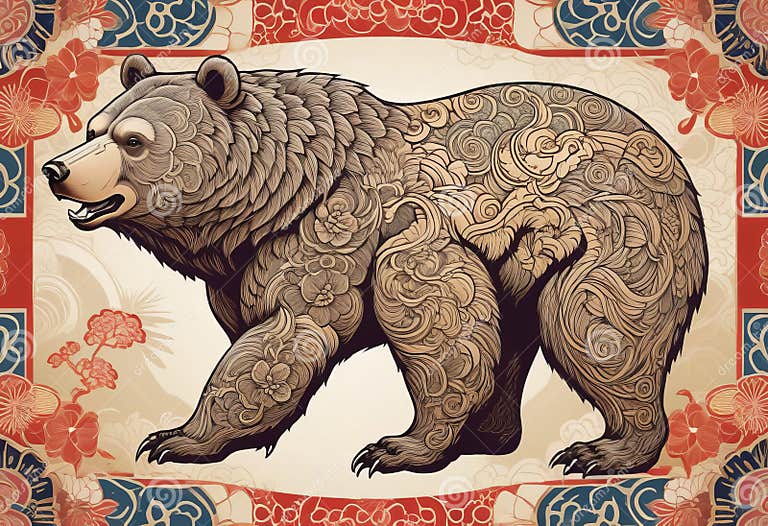 Japanese Mythical Bear Illustrations Stock Illustration - Illustration ...