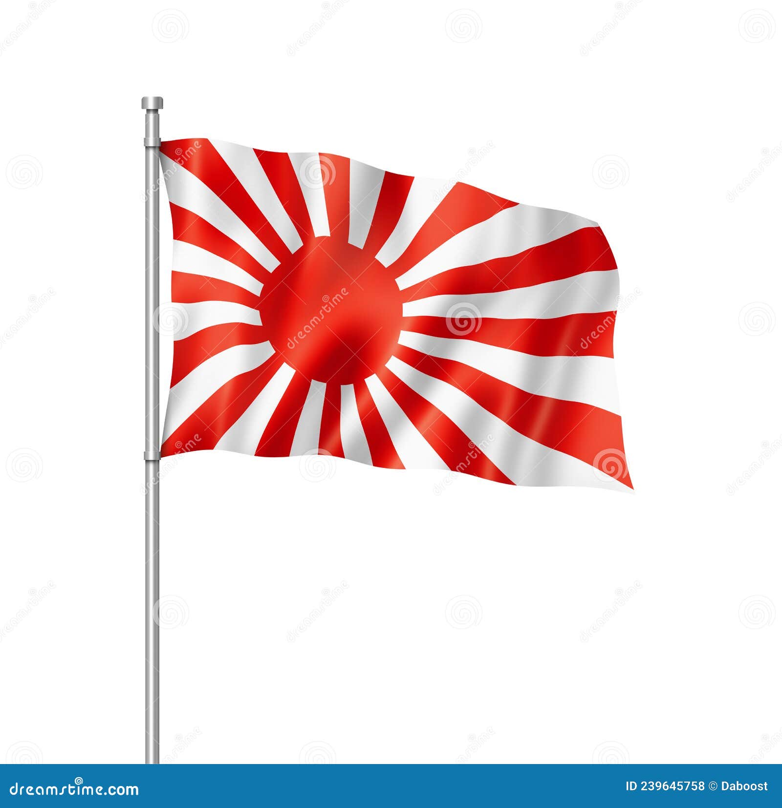 Japanese Naval Ensign Flag Isolated on White Stock Illustration ...