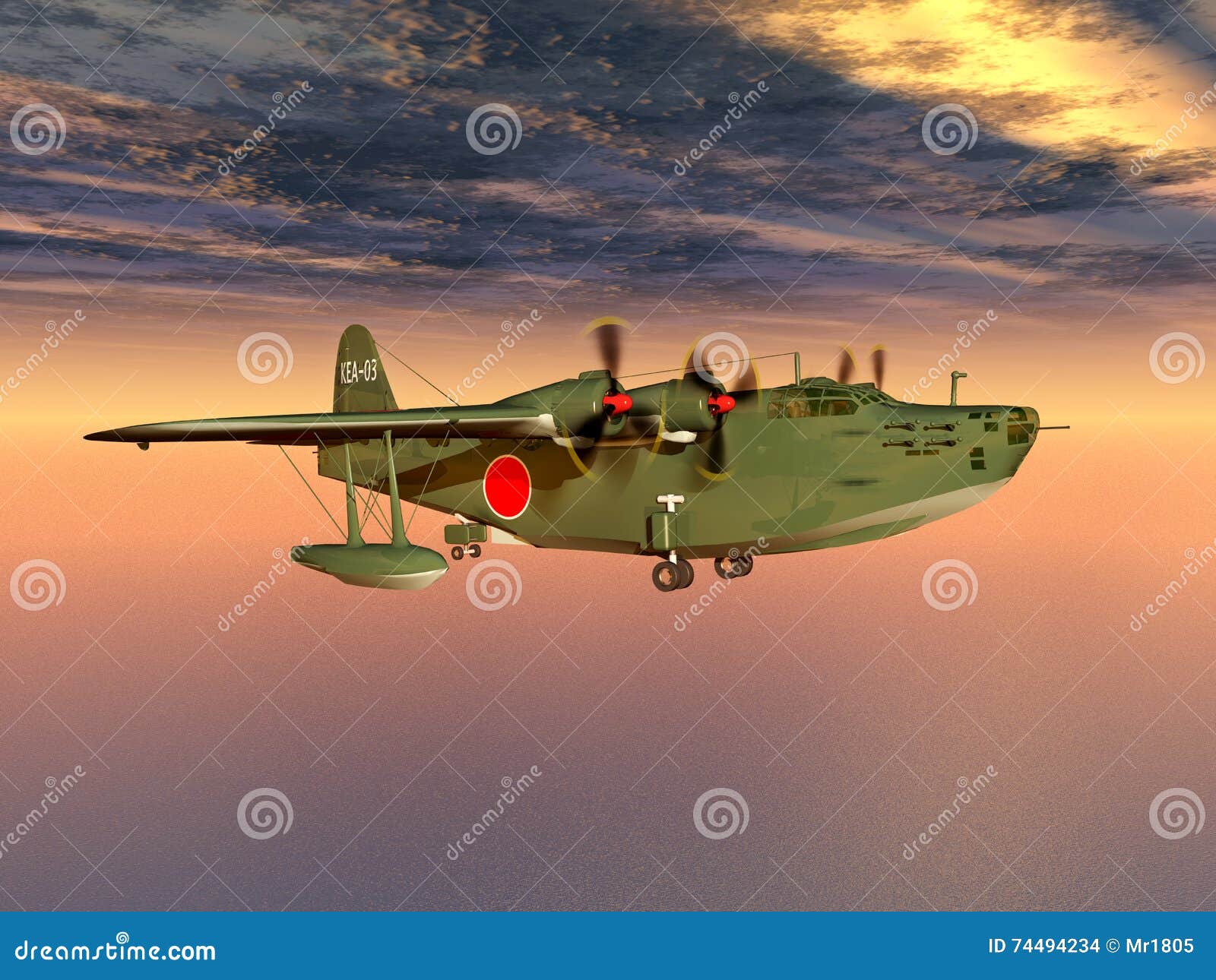 Japanese Navy Flying Boat of World War II Stock Illustration ...