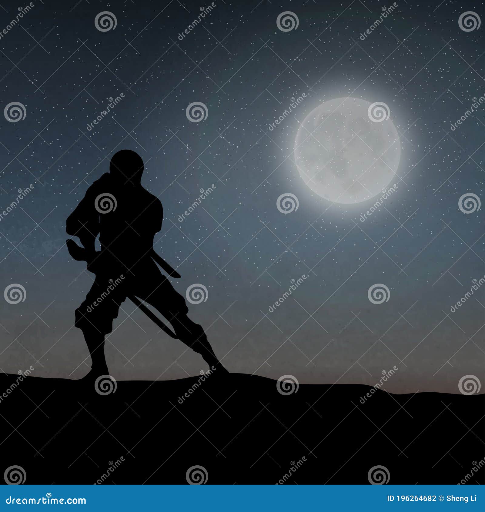 A Japanese Ninja Under the Moonlight Stock Vector - Illustration of ...