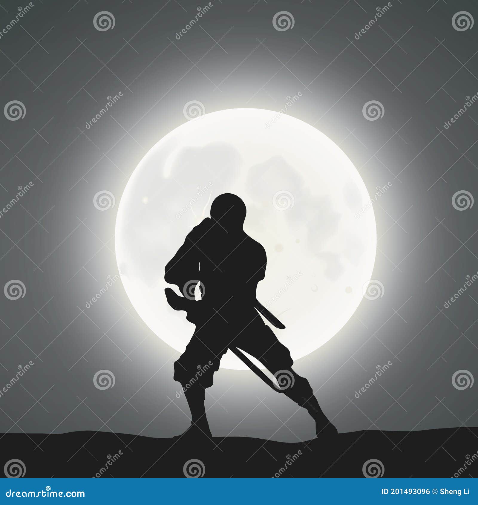 A Japanese Ninja Under the Moonlight Stock Vector - Illustration of ...