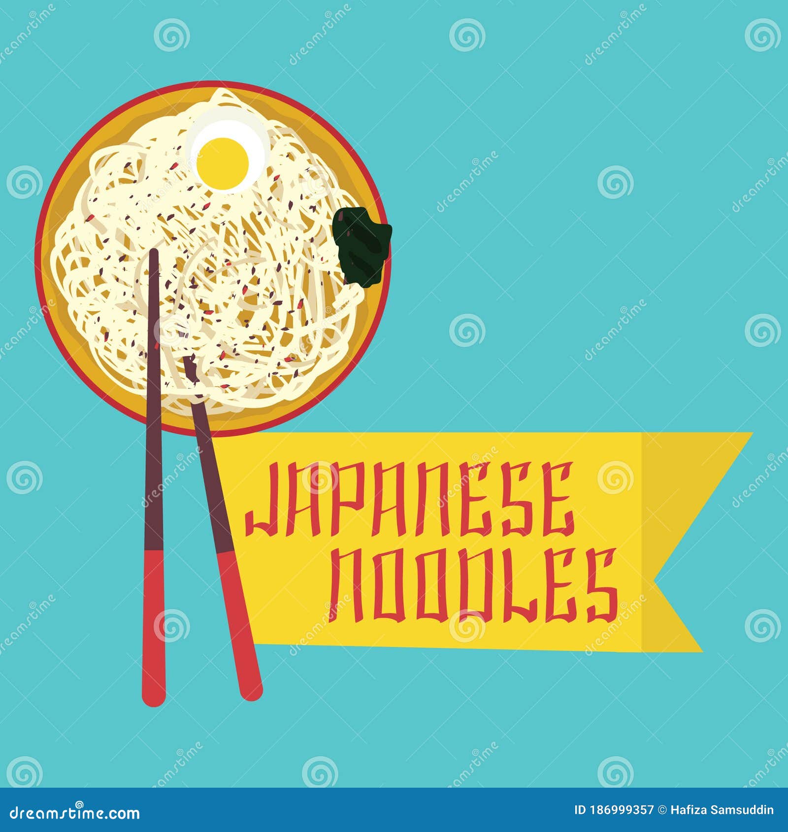 Japanese Noodles Label. Vector Illustration Decorative Design Stock ...