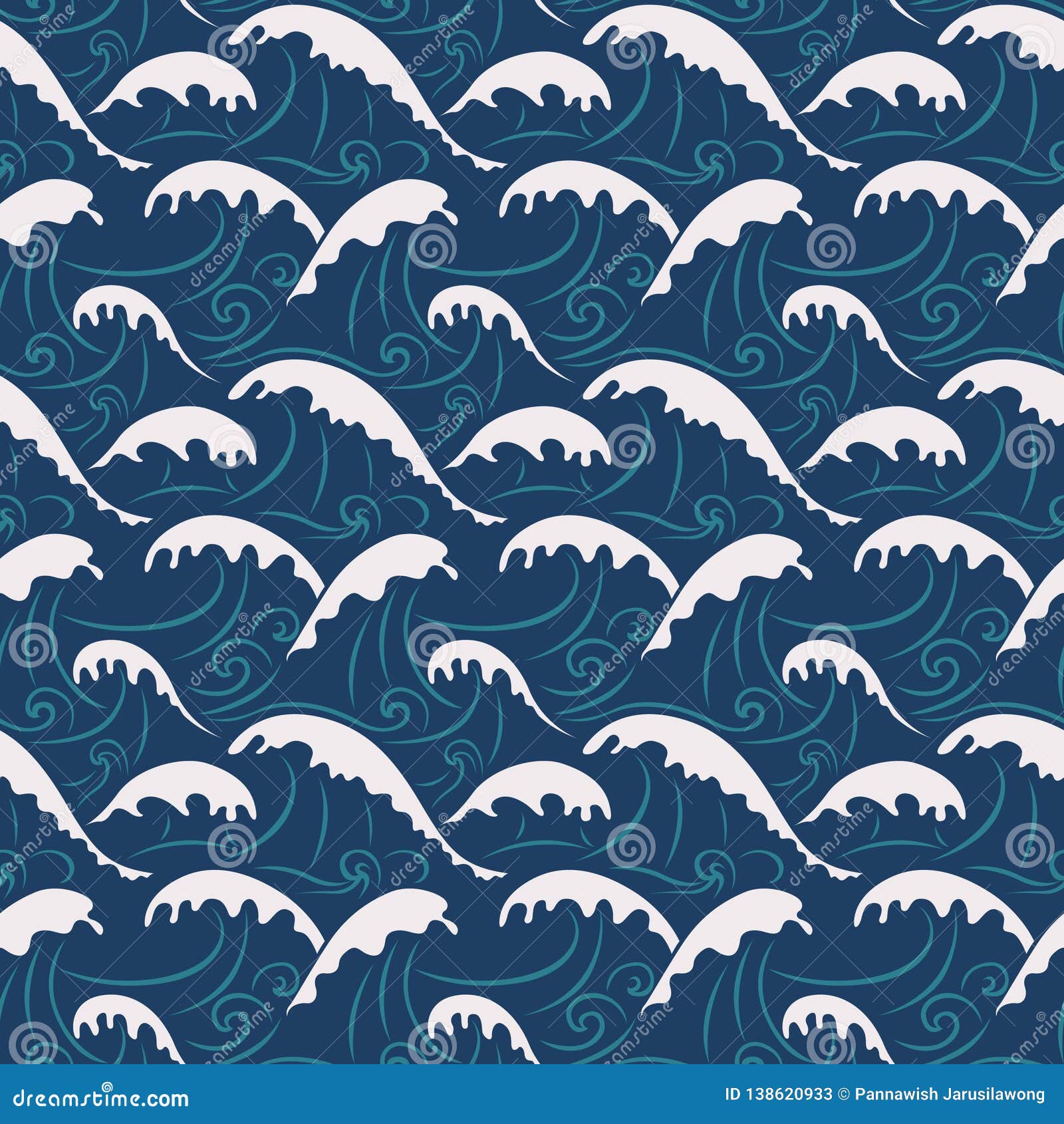 Japanese Vintage Ocean Pattern Stock Vector - Illustration of curl ...