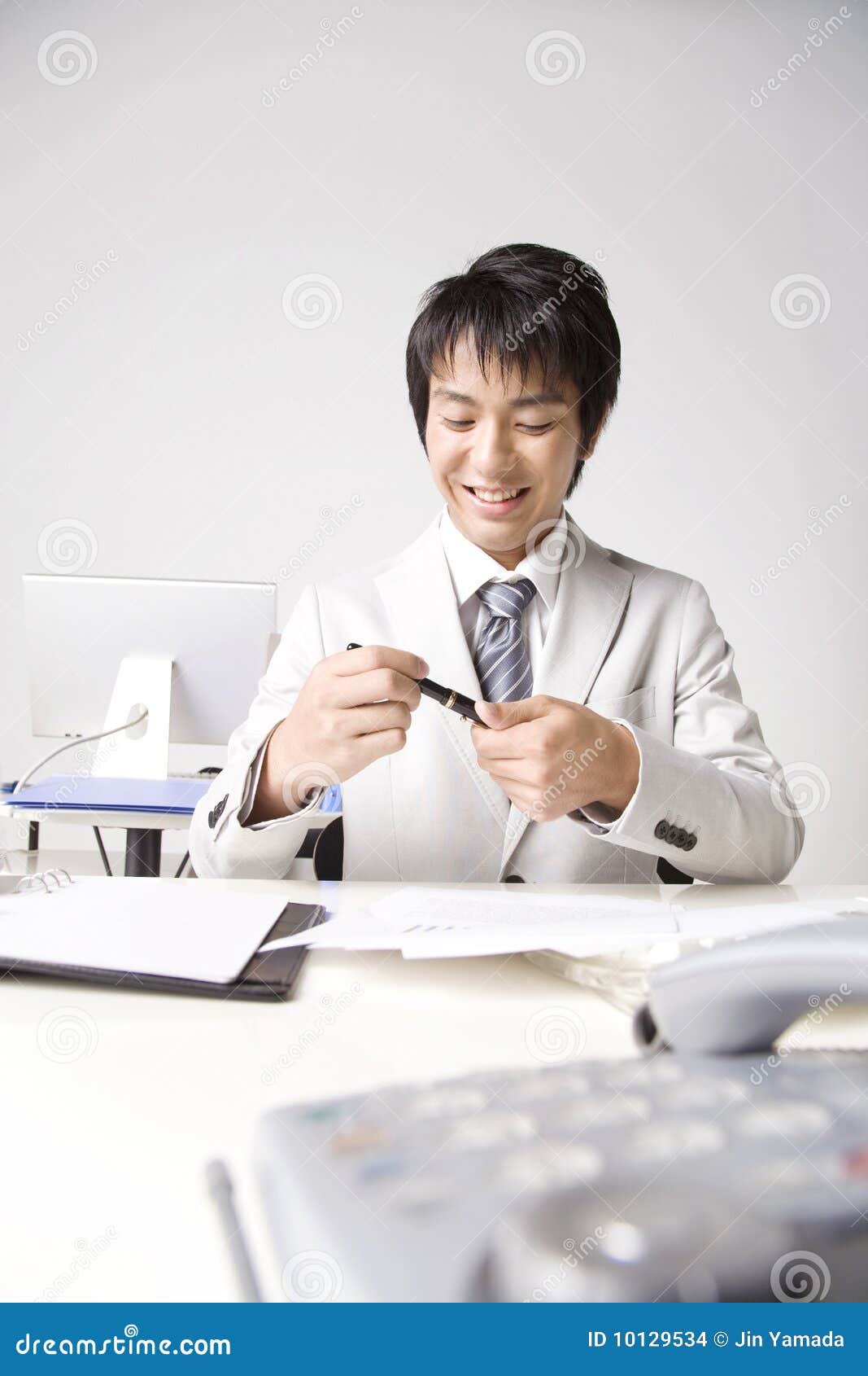 Japanese office worker stock photo. Image of computer - 10129534
