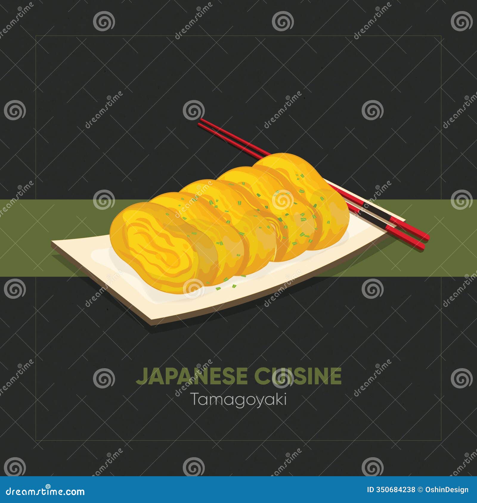 Tamagoyaki Japanese Omelette Vector Illustration | CartoonDealer.com #350684238