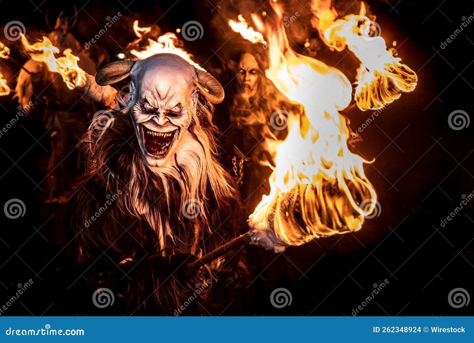 Demon Fire Flames. Eagle Silhouette Fire Embers Particles Over Black ...