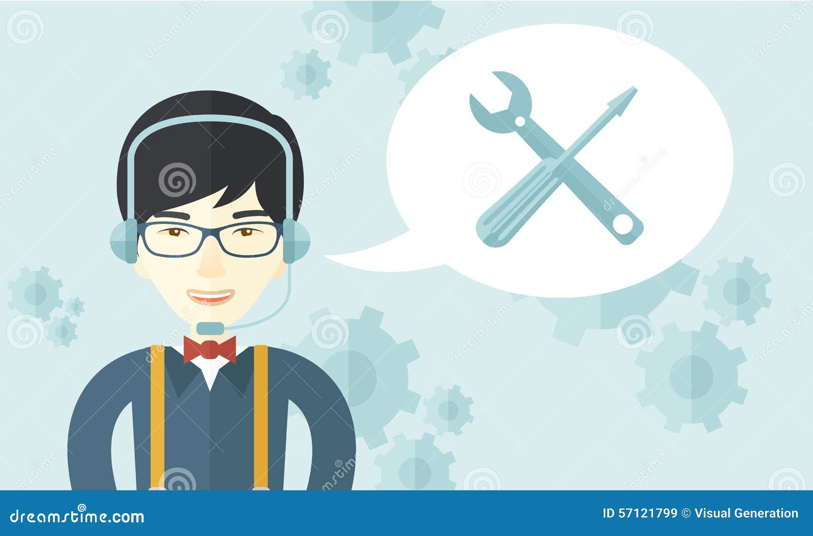 Japanese Operator with Headset As Customer Service Stock Vector ...