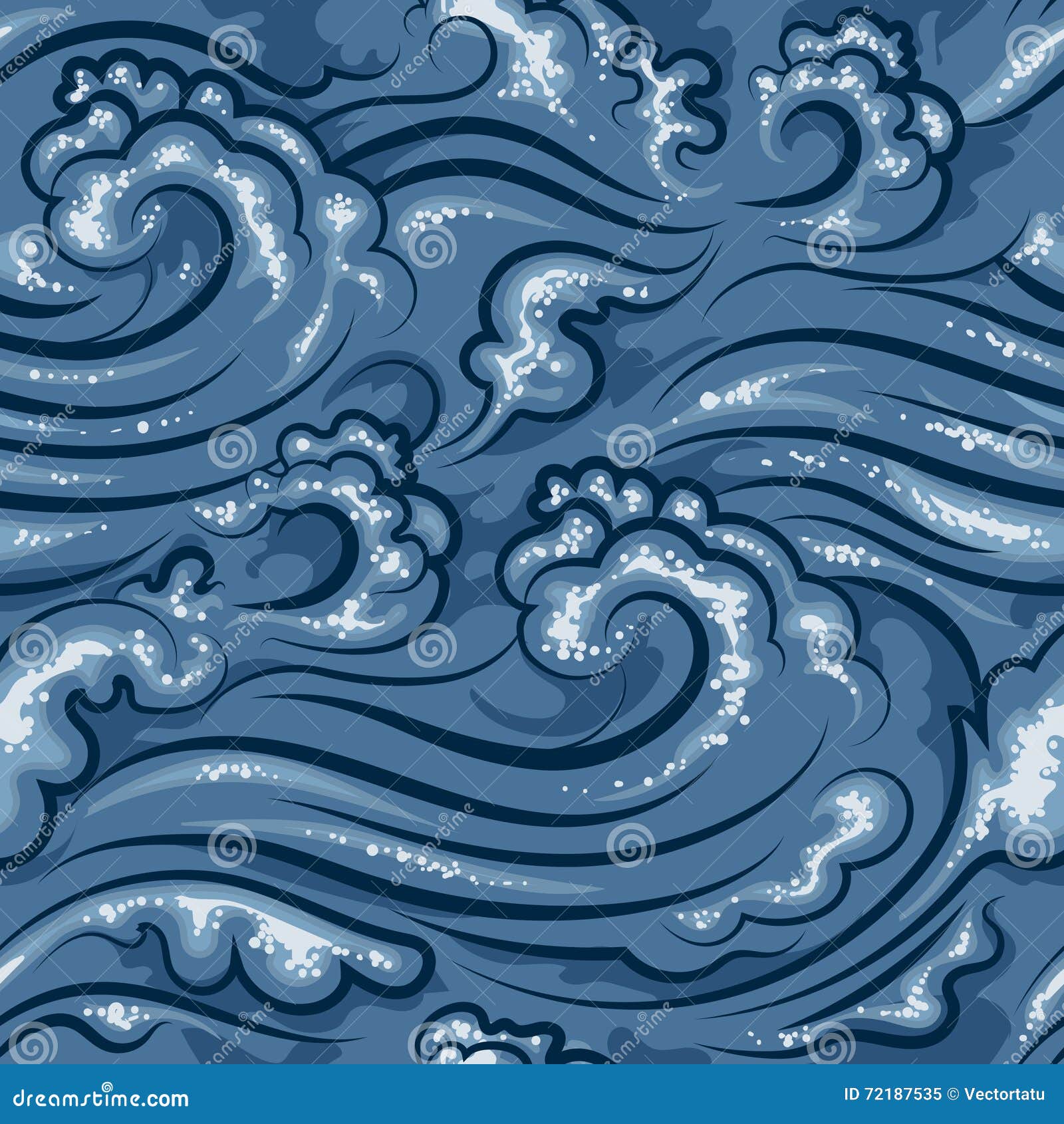 Japanese Oriental Wave Etching Engraved Woodcut Vector Illustration ...