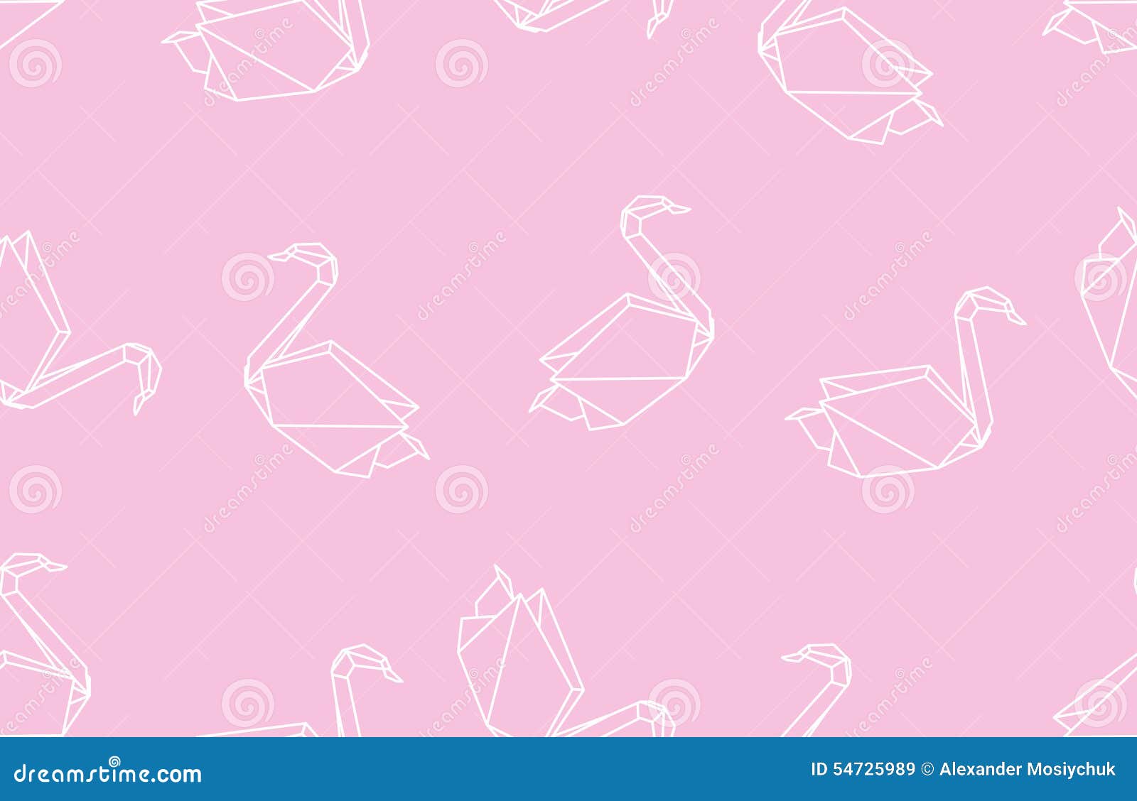 Japanese Origami Swan Seamless Linear Pattern on Pink Background Stock ...