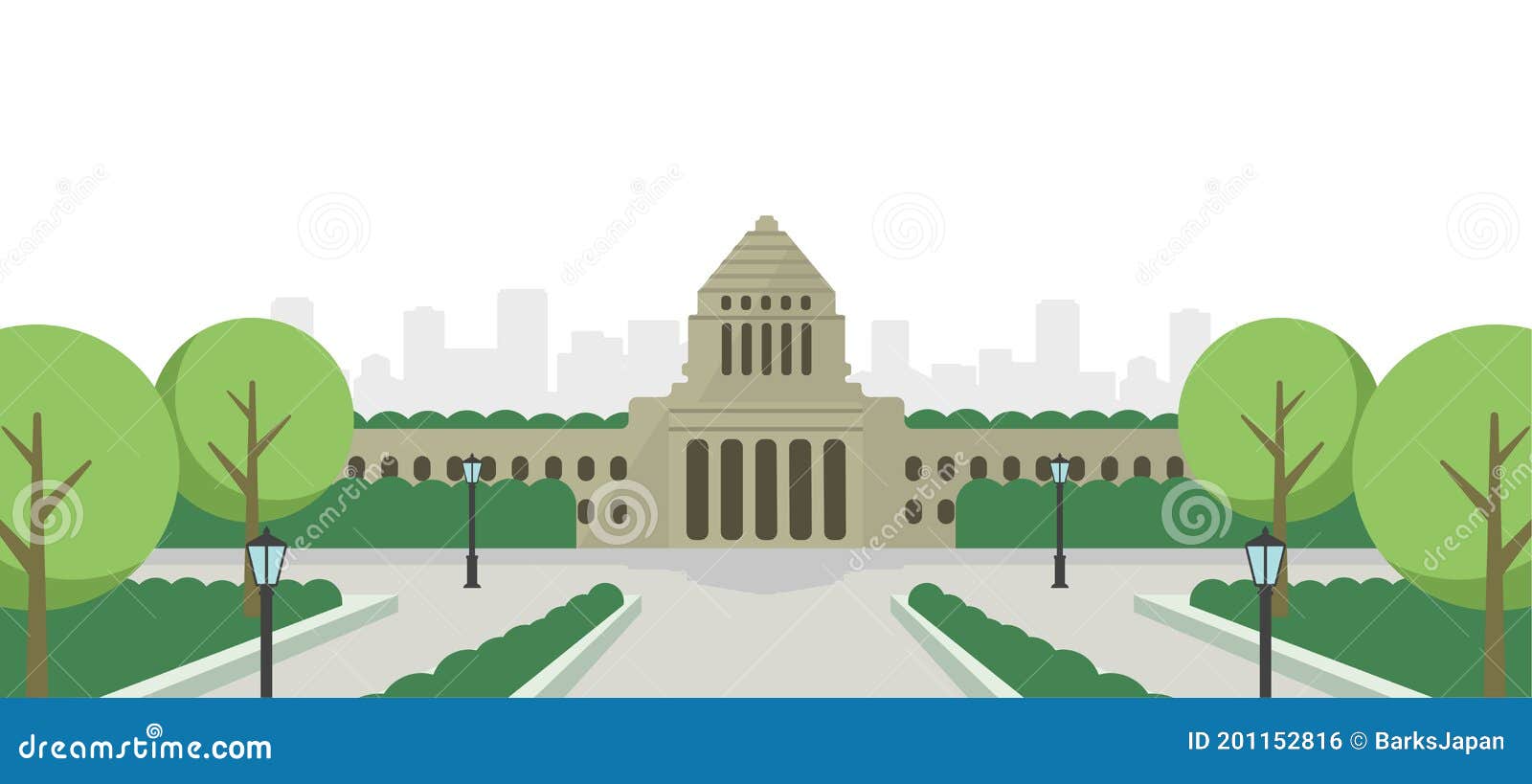 Japanese Parliament Building Vector Banner Illustration Stock Vector ...
