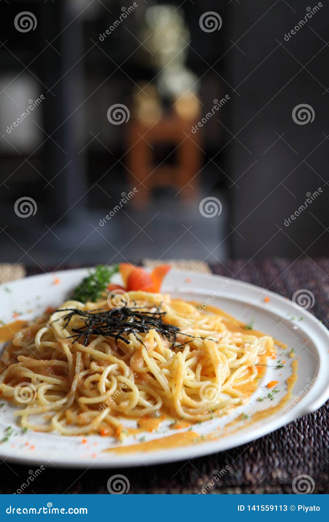 Japanese Pasta Mentaiko Spaghetti Stock Image - Image of bowl, high ...