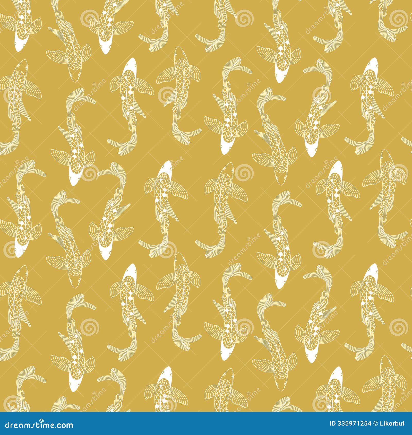 Koi Fish Japanese Seamless Pattern Stock Illustration - Illustration of ...