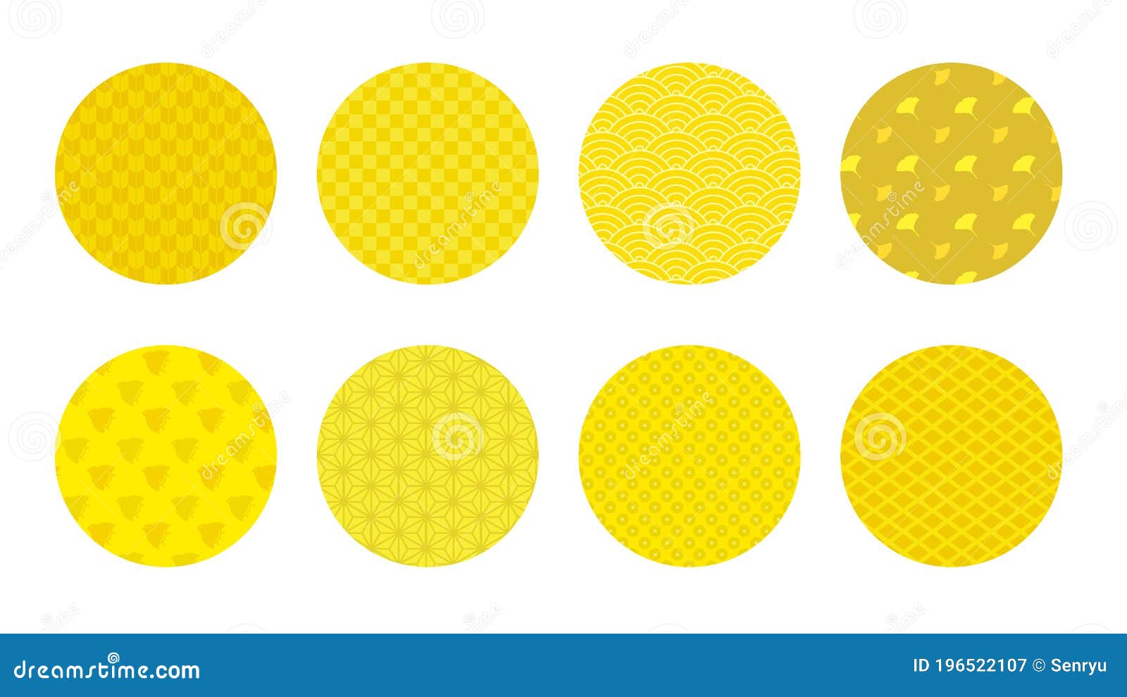 Japanese Pattern Mark Set Yellow Stock Vector - Illustration of copy ...