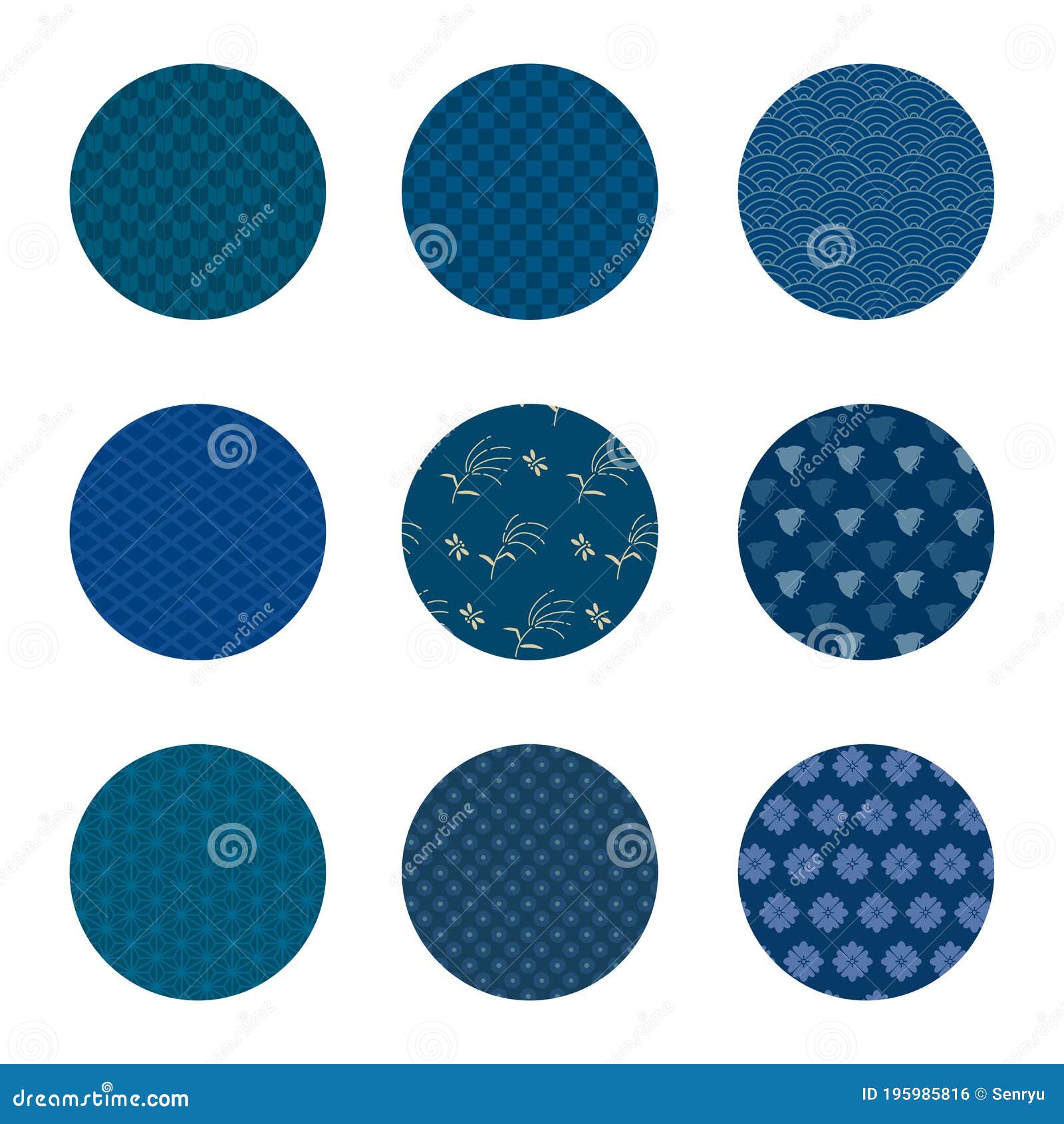 Japanese pattern navy blue stock vector. Illustration of collection ...