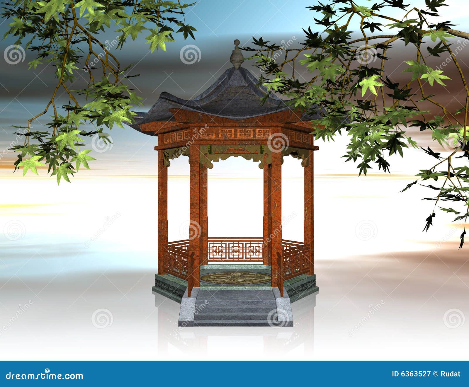 Japanese Pavilion - 3D Illustration Stock Illustration - Illustration ...