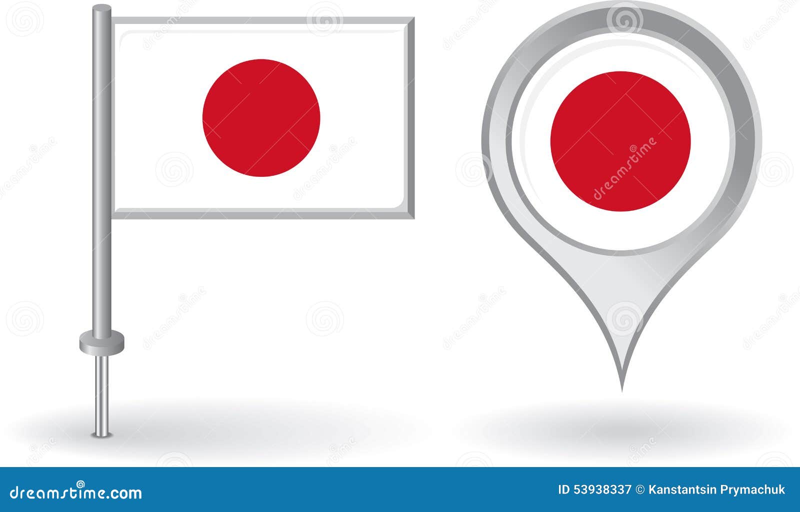 Japanese Pin Icon and Map Pointer Flag. Vector Stock Vector ...