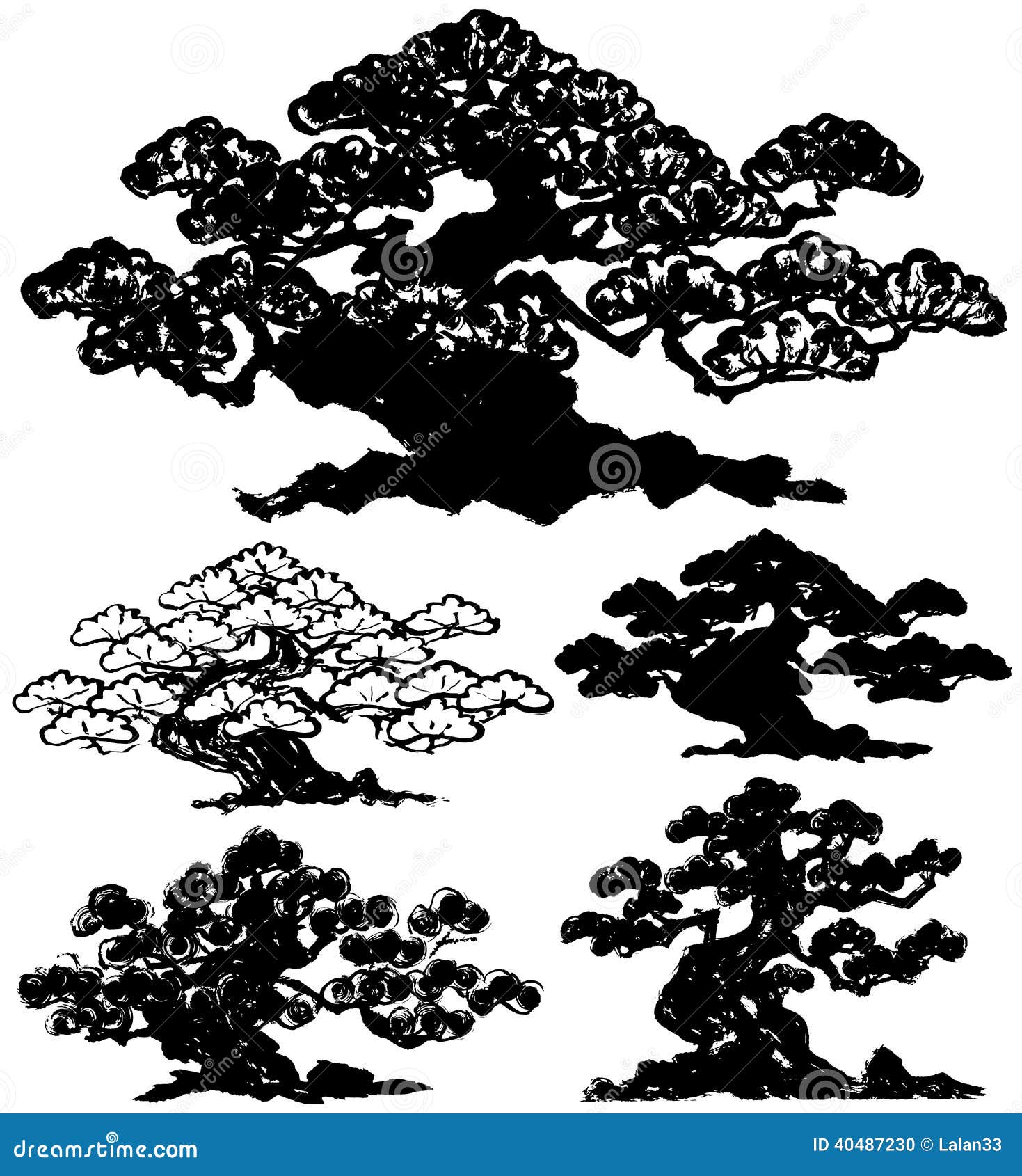 Japanese Pine Tree. Organic Flat Style Vector Illustration On White ...