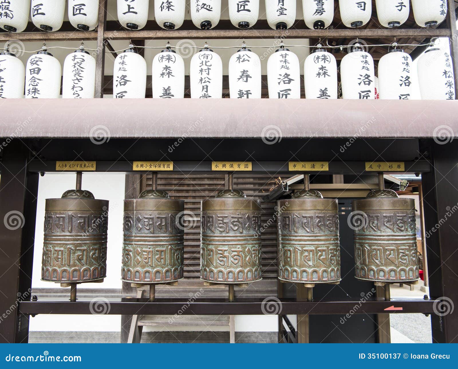 Japanese prayer wheels editorial photography. Image of prayer - 35100137