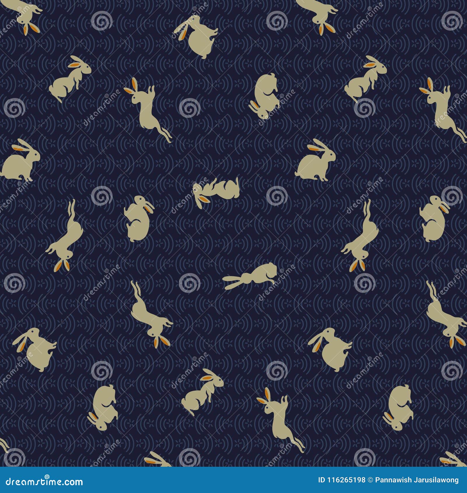 Japanese rabbits pattern stock vector. Illustration of oriental - 116265198