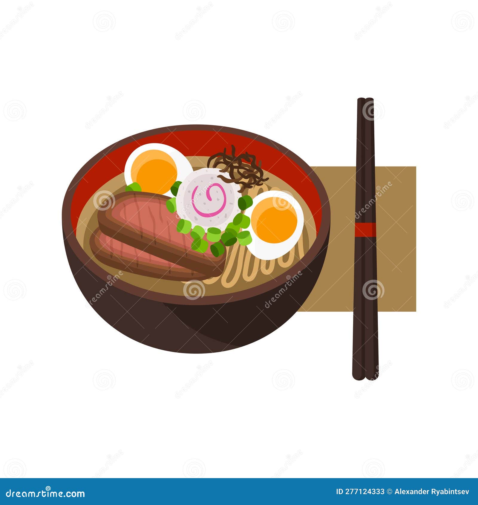 Japanese Ramen Bowl. Noodle Soup Vector Illustration. Stock Vector ...