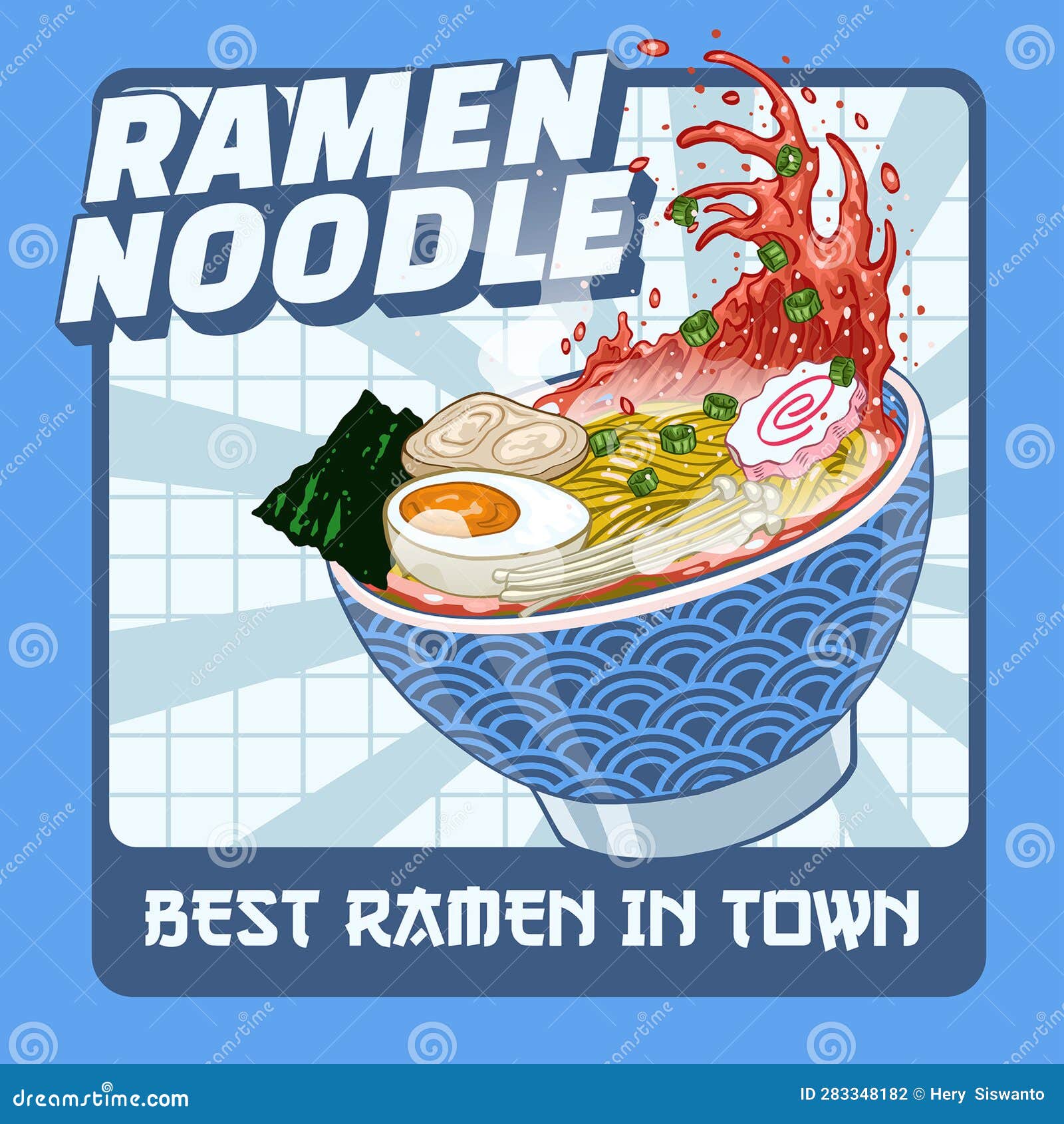 Japanese Ramen Noodle Design Vintage Restaurant Menu Stock Vector ...