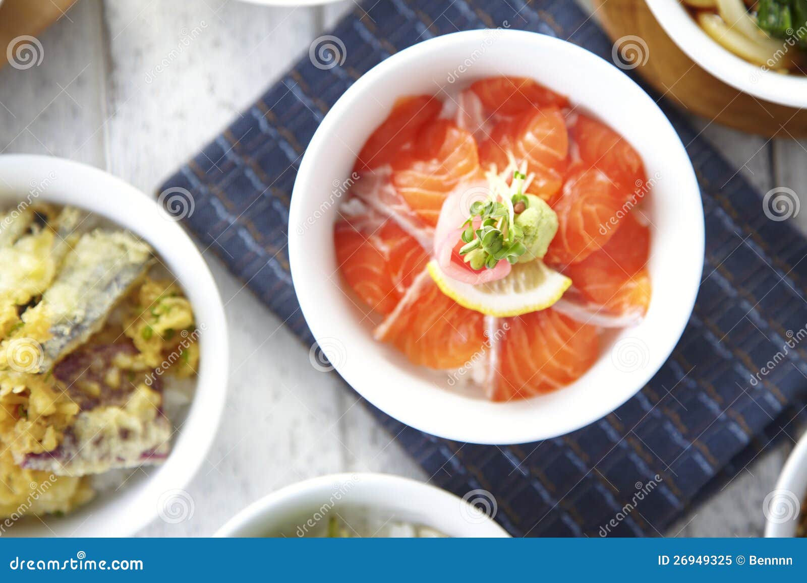 Japanese raw salmon rice stock image. Image of seafood - 26949325