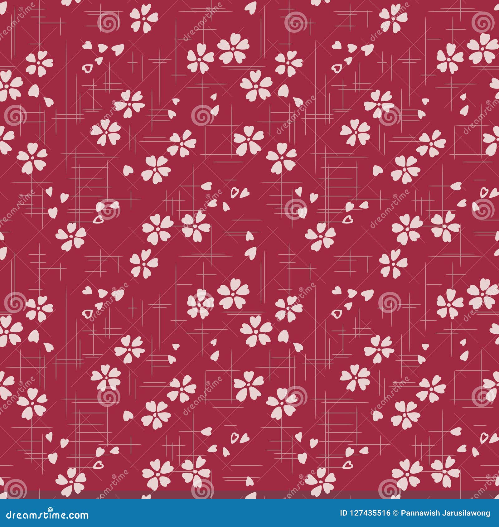 Japanese Red Cherry Blossom Flowers Pattern Stock Vector - Illustration ...