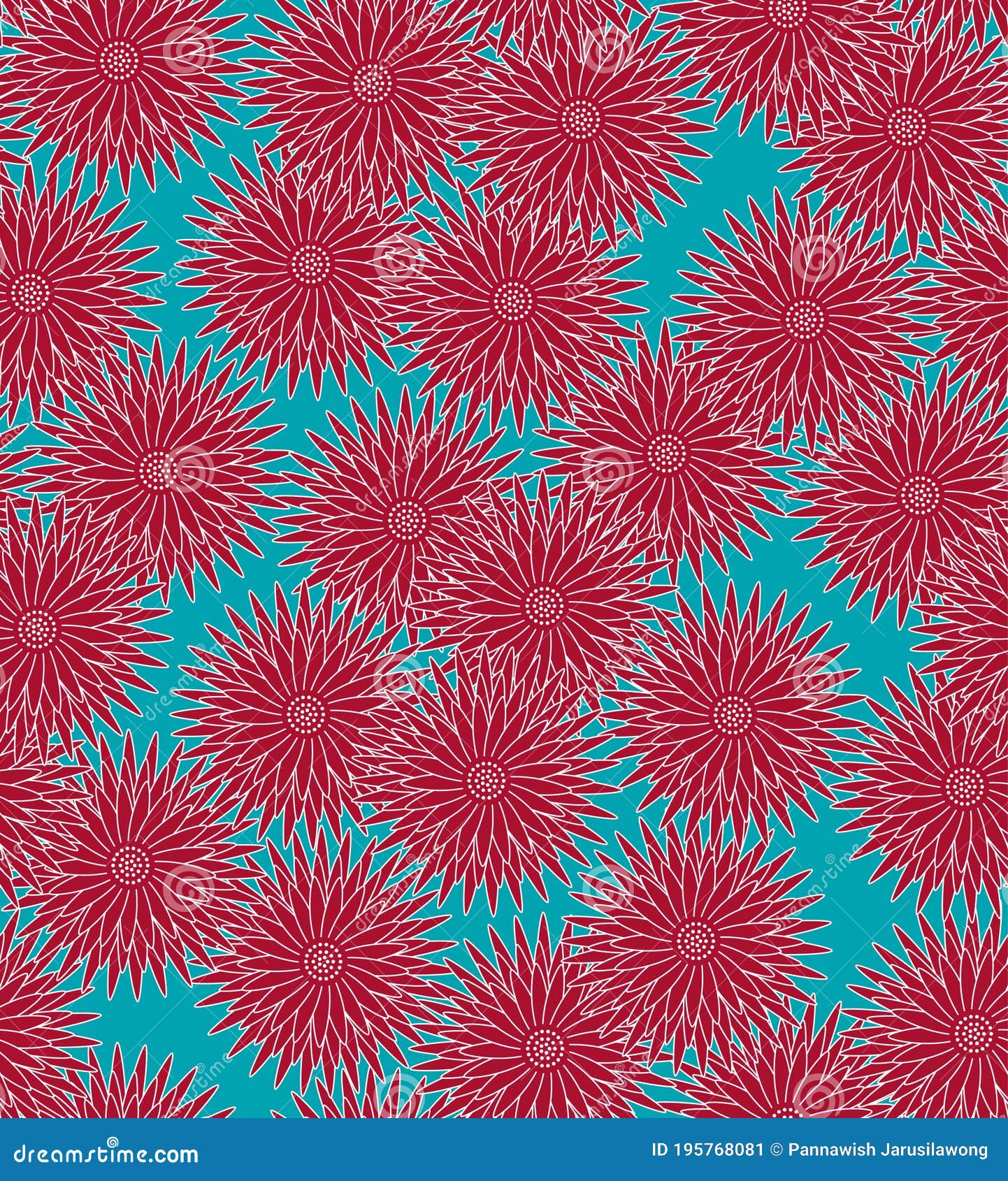 Japanese Red Flower Vector Seamless Pattern Stock Vector - Illustration ...