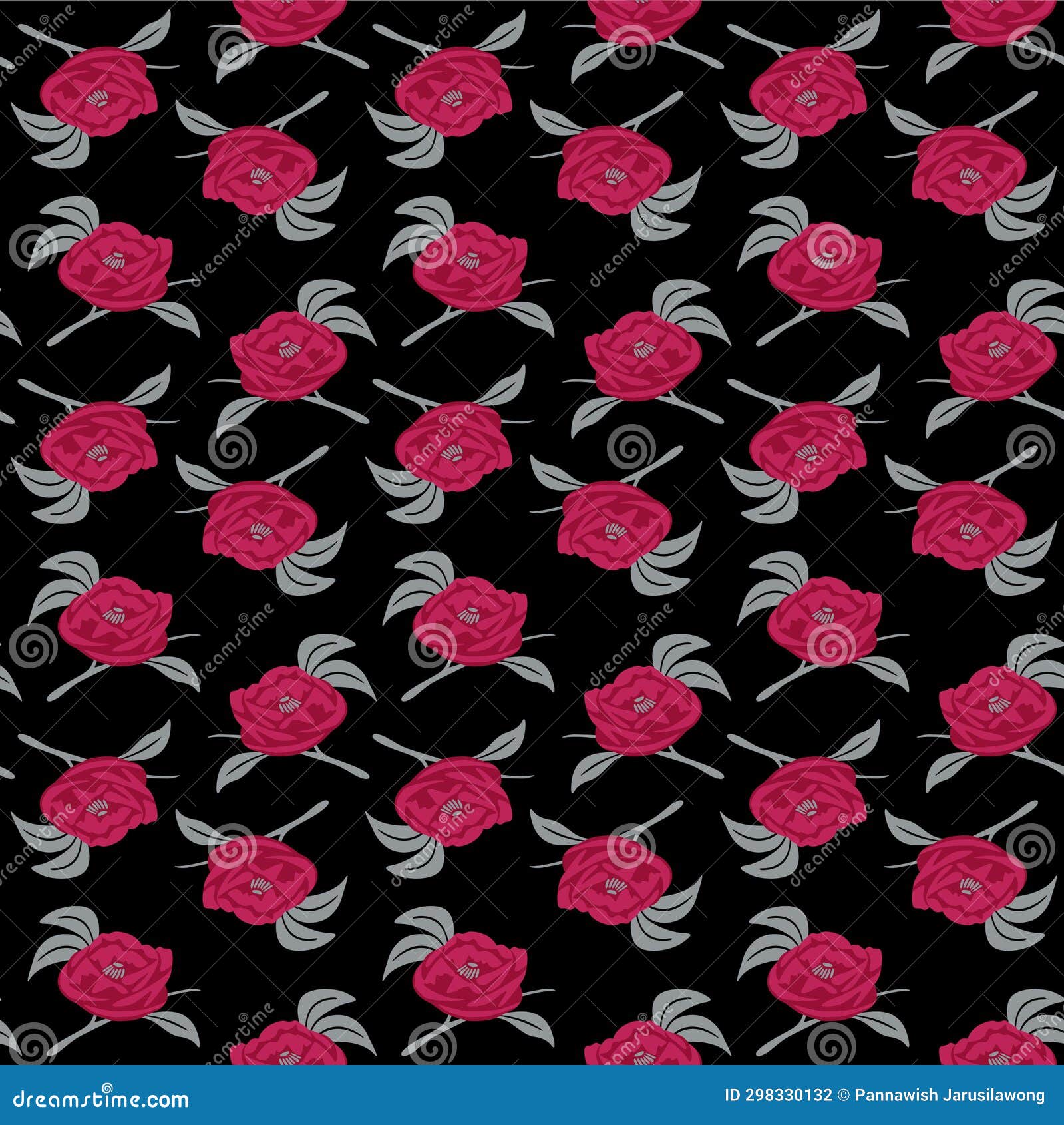 Japanese Red Rose Leaf Vector Seamless Pattern Stock Vector ...