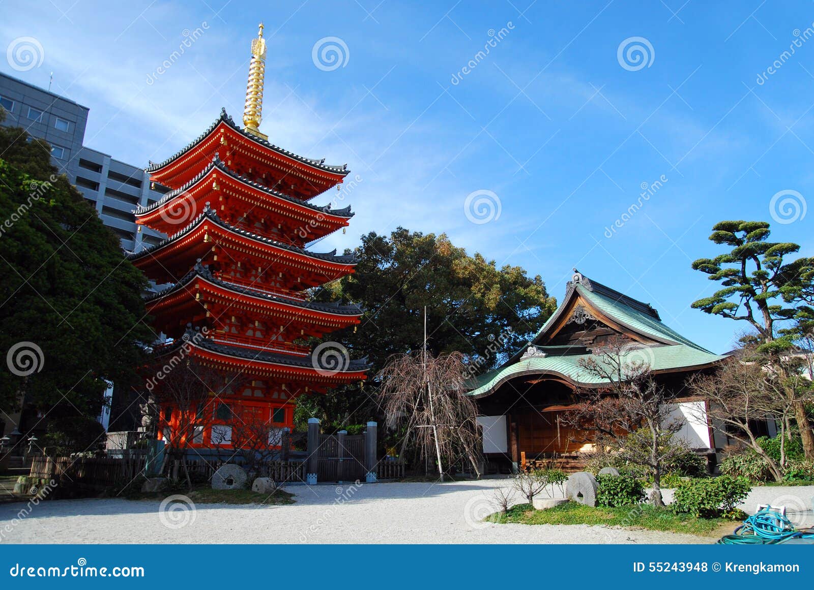 Japanese red temple stock photo. Image of kyoto, characters - 55243948