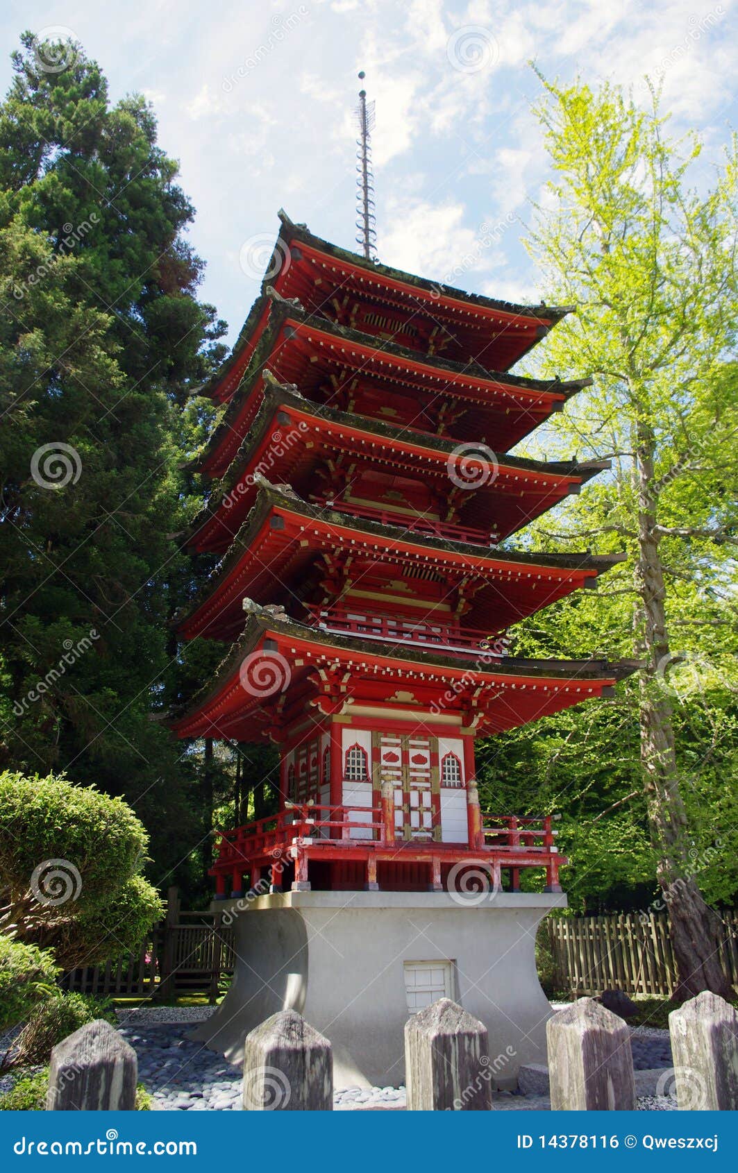 Japanese red tower stock photo. Image of tower, golden - 14378116