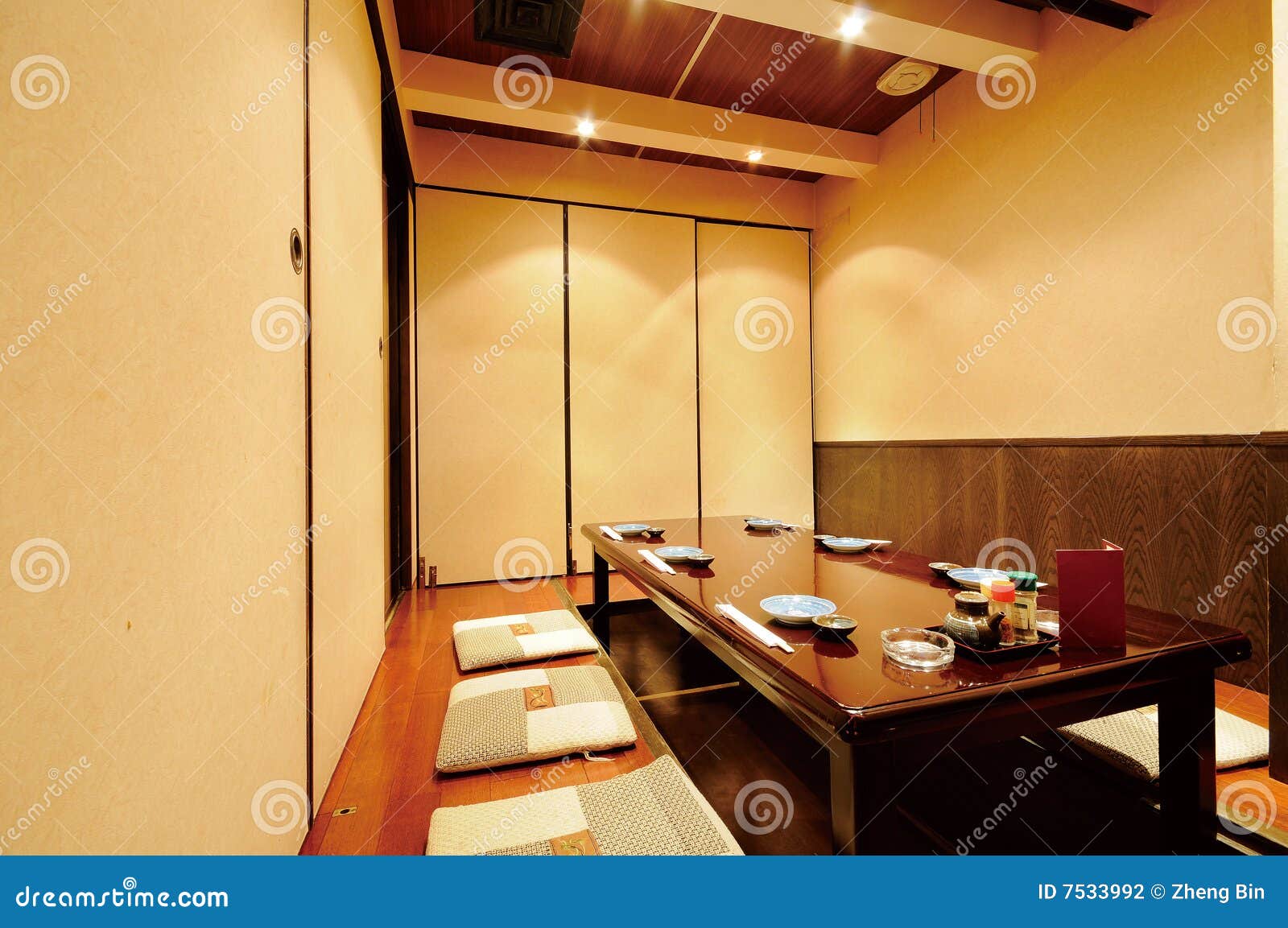 Japanese Restaurant Kitchen Interior. Male Chef Prepare Food. Bl ...