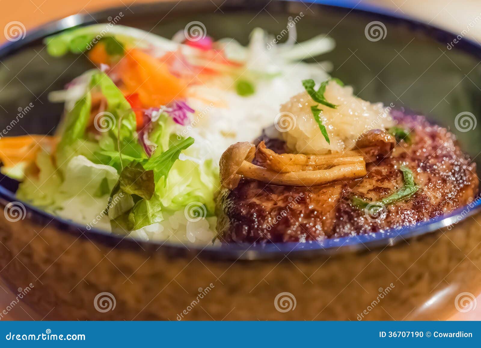 Japanese Rice with Beef Hamburg Stock Photo - Image of potato ...
