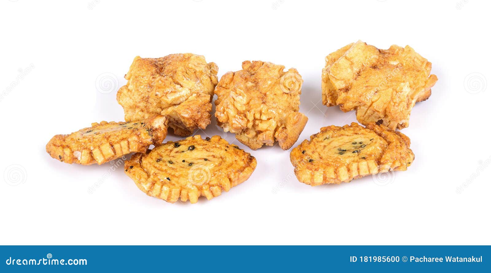 Japanese Rice Cracker Isolated on White Background Stock Photo - Image ...