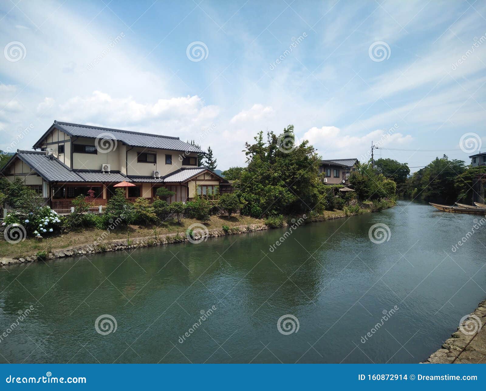 Old Japanese River Embankment Royalty-Free Stock Photography ...