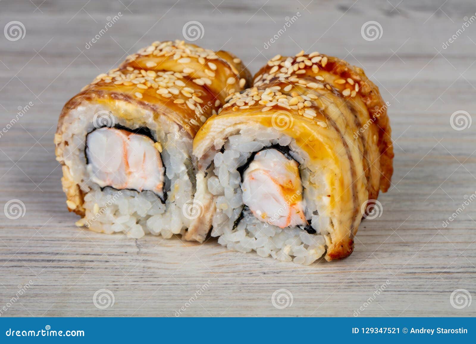 Japanese roll with eel stock image. Image of healthy - 129347521