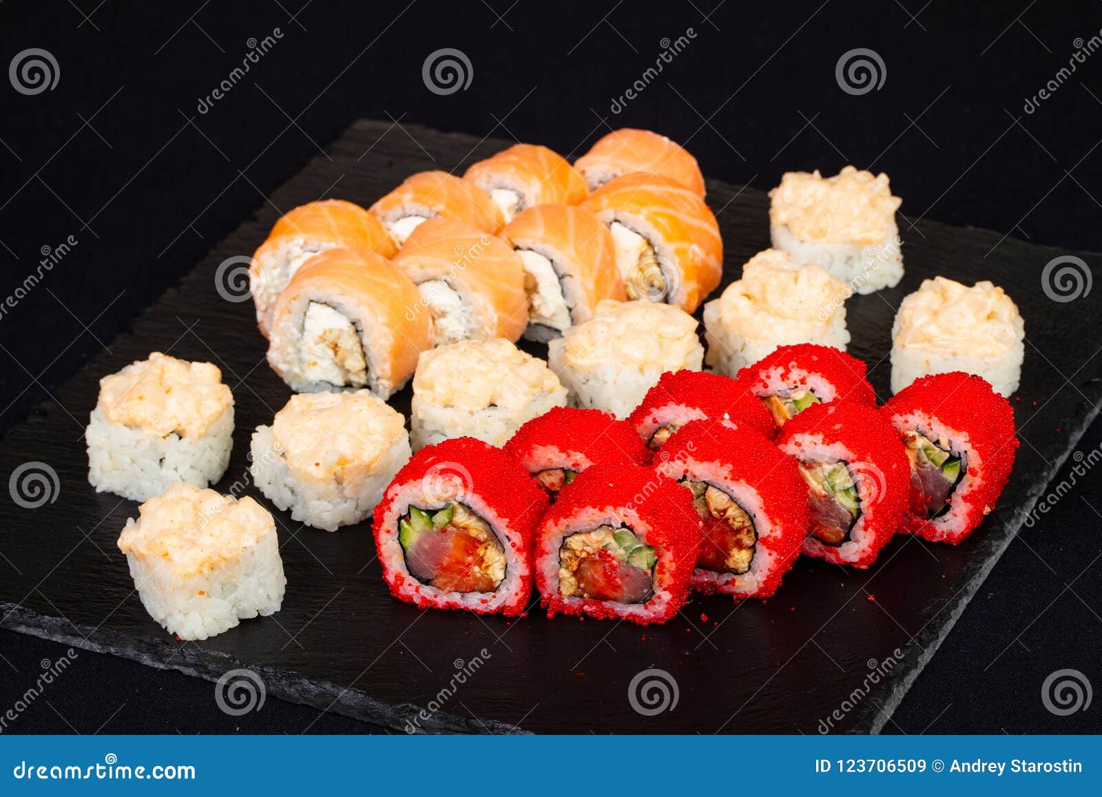 Japanese roll set stock image. Image of sushi, fish - 123706509