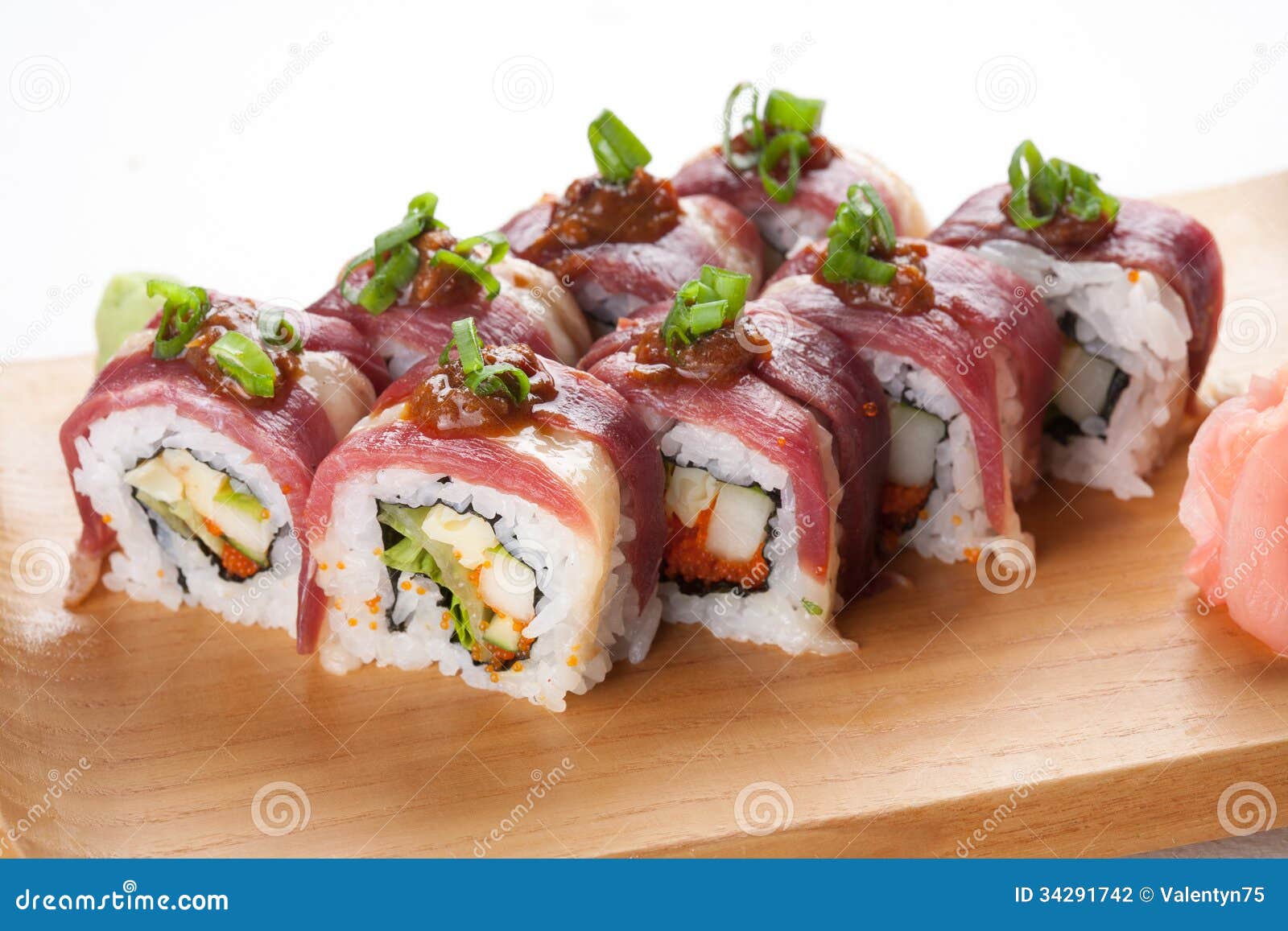 Japanese rolls with becon stock photo. Image of colourful - 34291742
