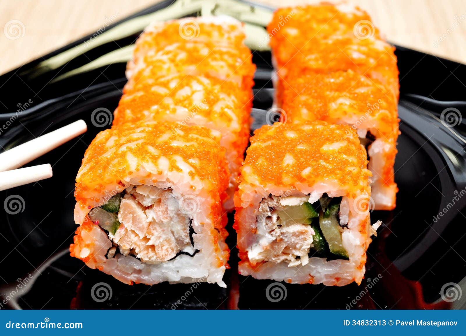 Japanese Rolls with Masago Caviar Stock Image - Image of menu, nori ...