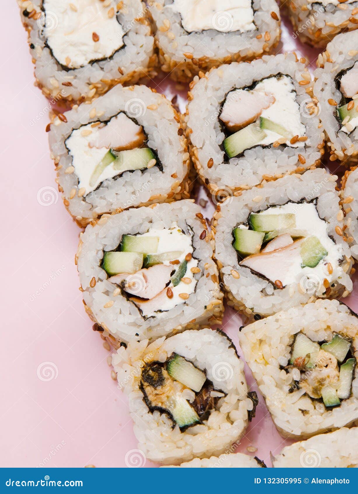 Rolls on pink backround. stock image. Image of rolls - 132305995