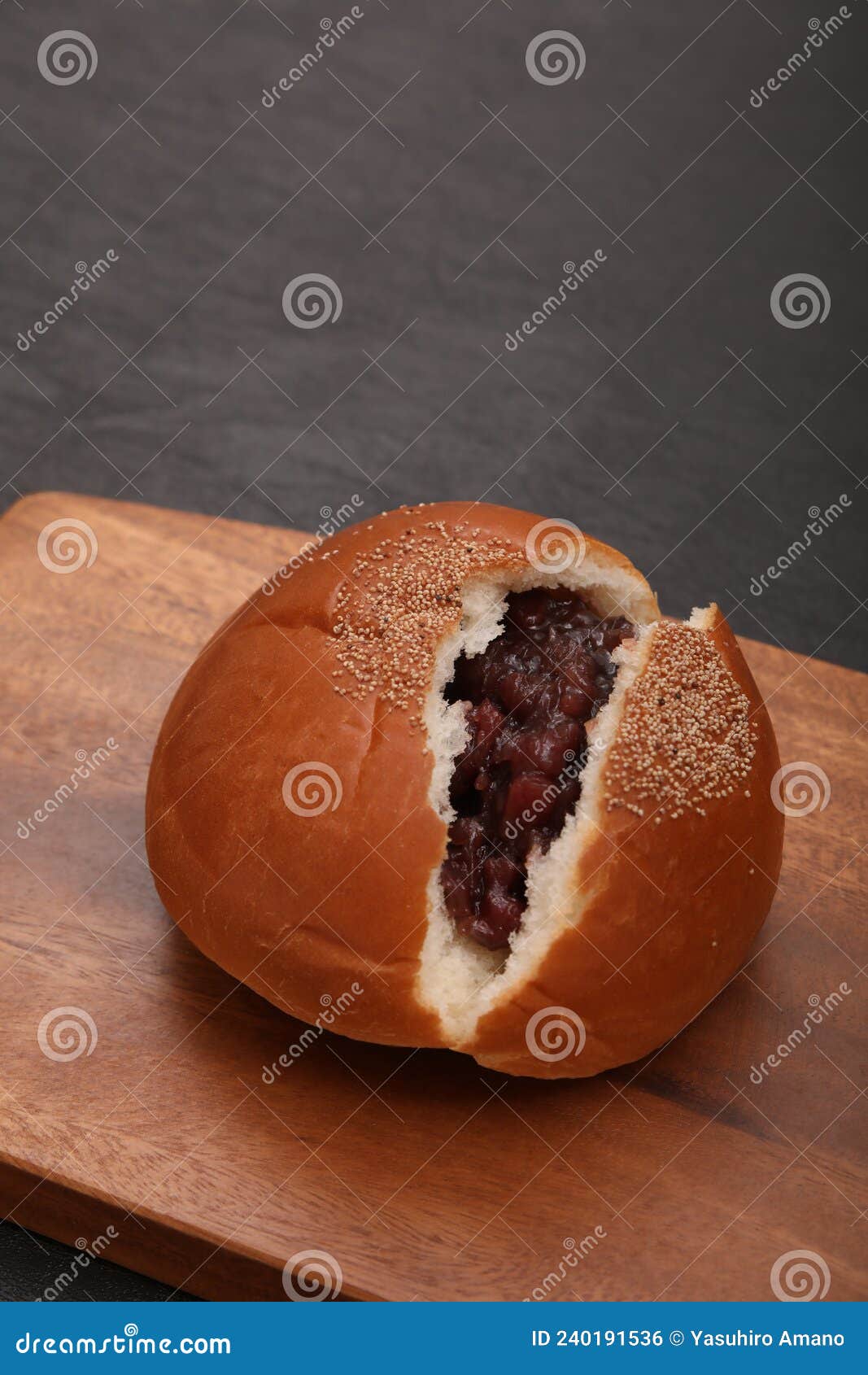 Japanese Round Bread Filled with Red Bean Paste. Stock Photo - Image of ...
