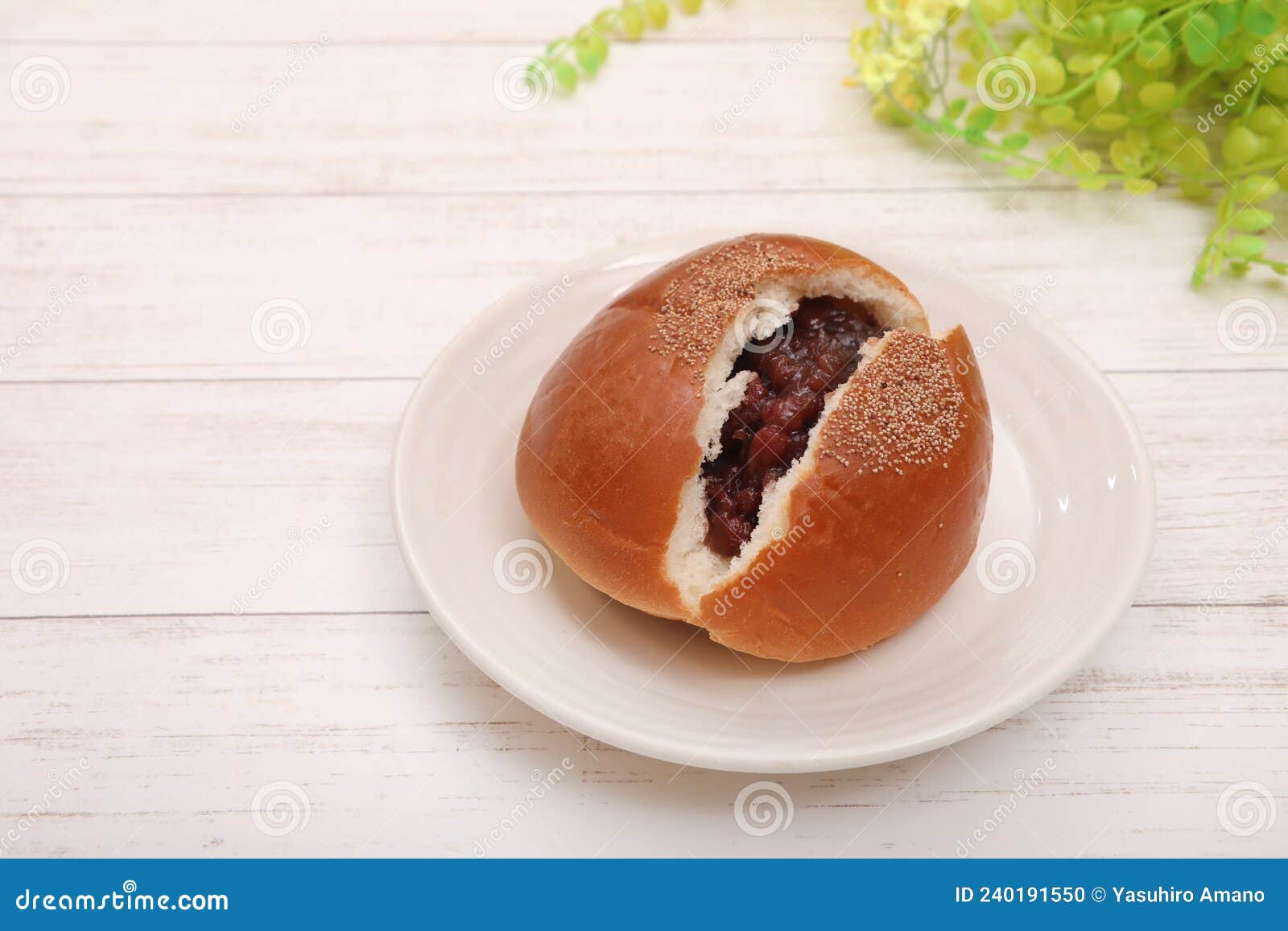 Japanese Round Bread Filled with Red Bean Paste. Stock Photo - Image of ...