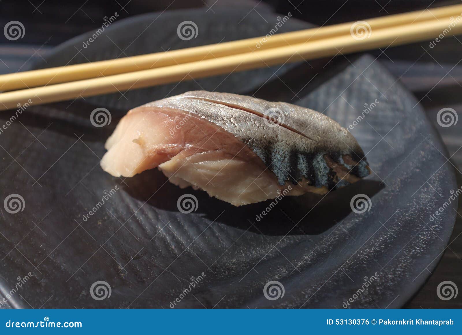 Japanese Saba Sushi stock photo. Image of selective, closeup - 53130376
