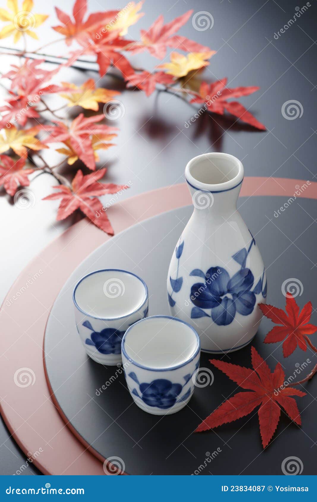 A Japanese Sake Box With A Black Background Stock Photography ...