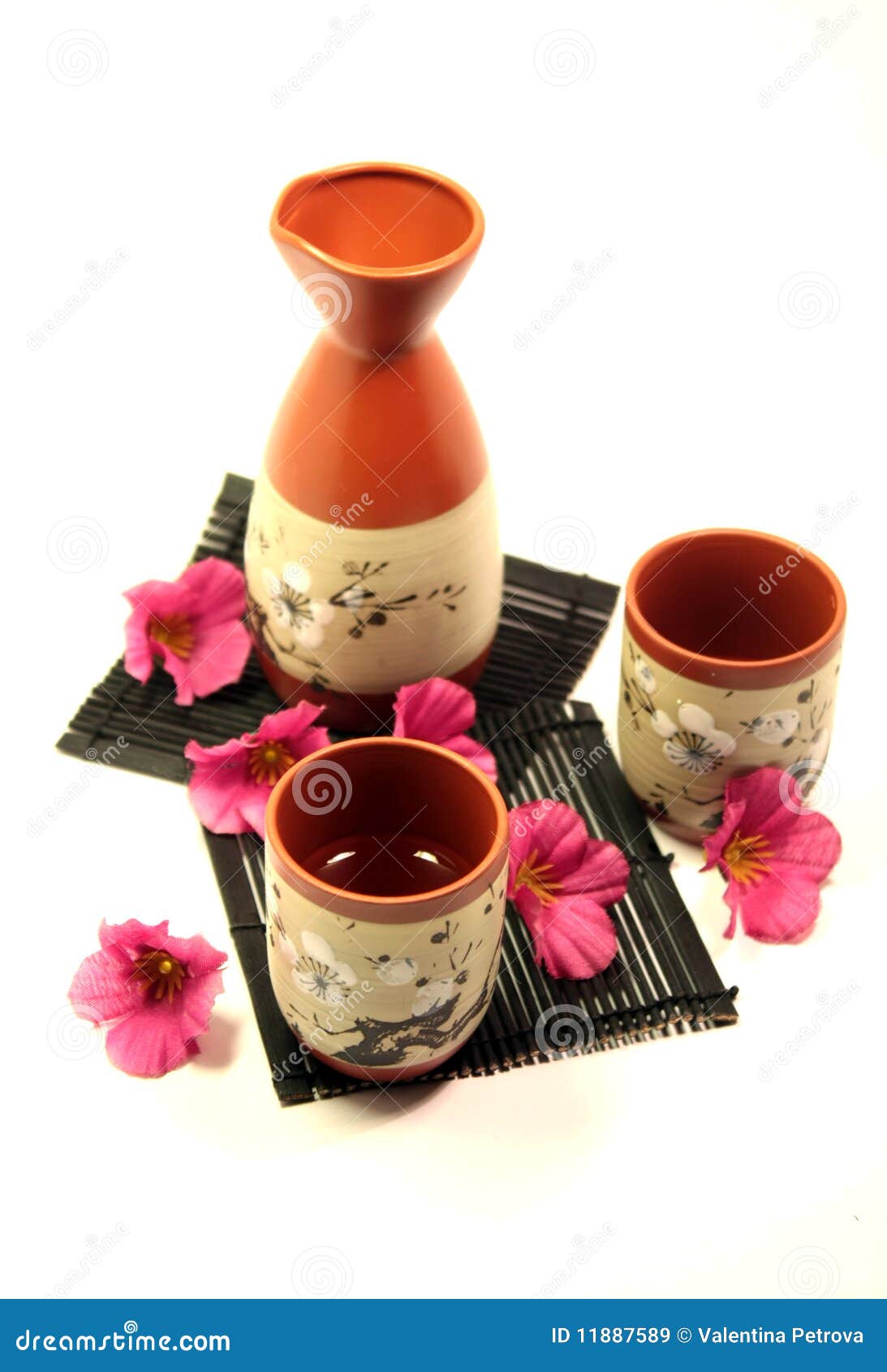 A Japanese Sake Box With A Black Background Stock Photography ...