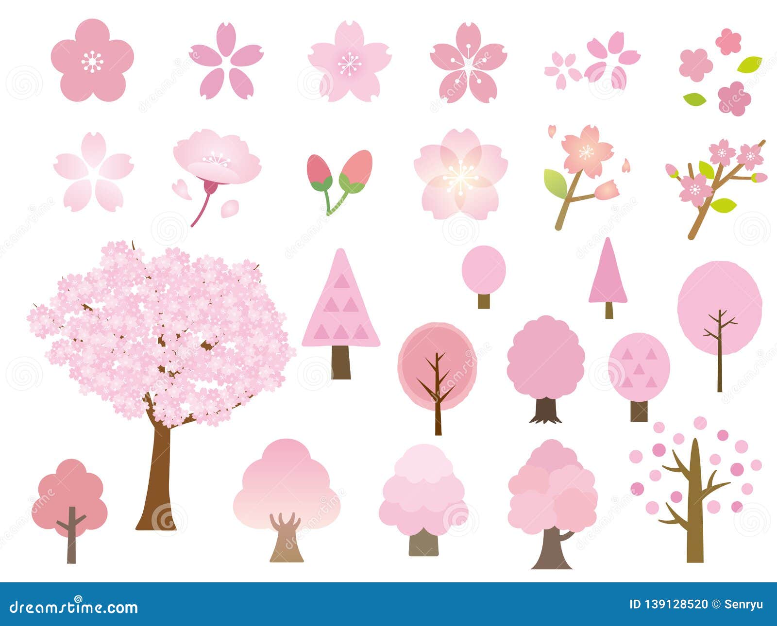 Sakura set stock vector. Illustration of hinamatsuri - 139128520