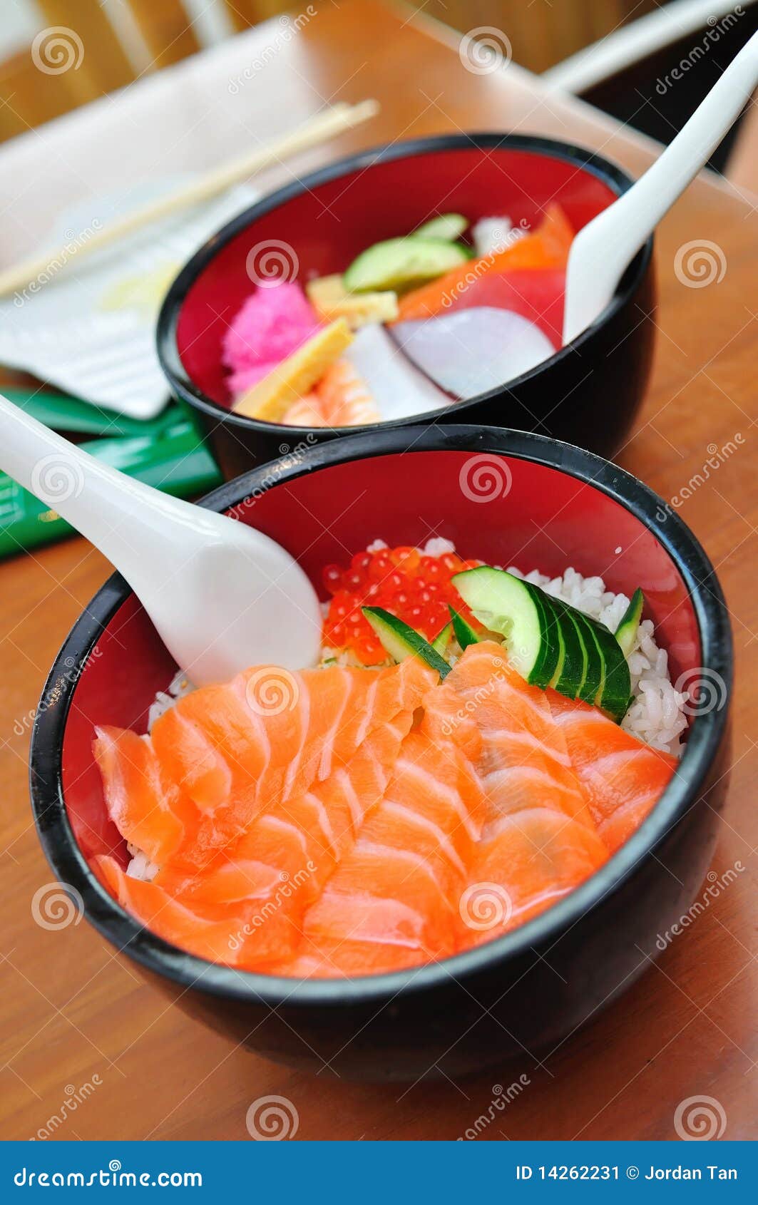 Japanese Salmon Don and Mixed Sashimi Don Stock Image - Image of ...