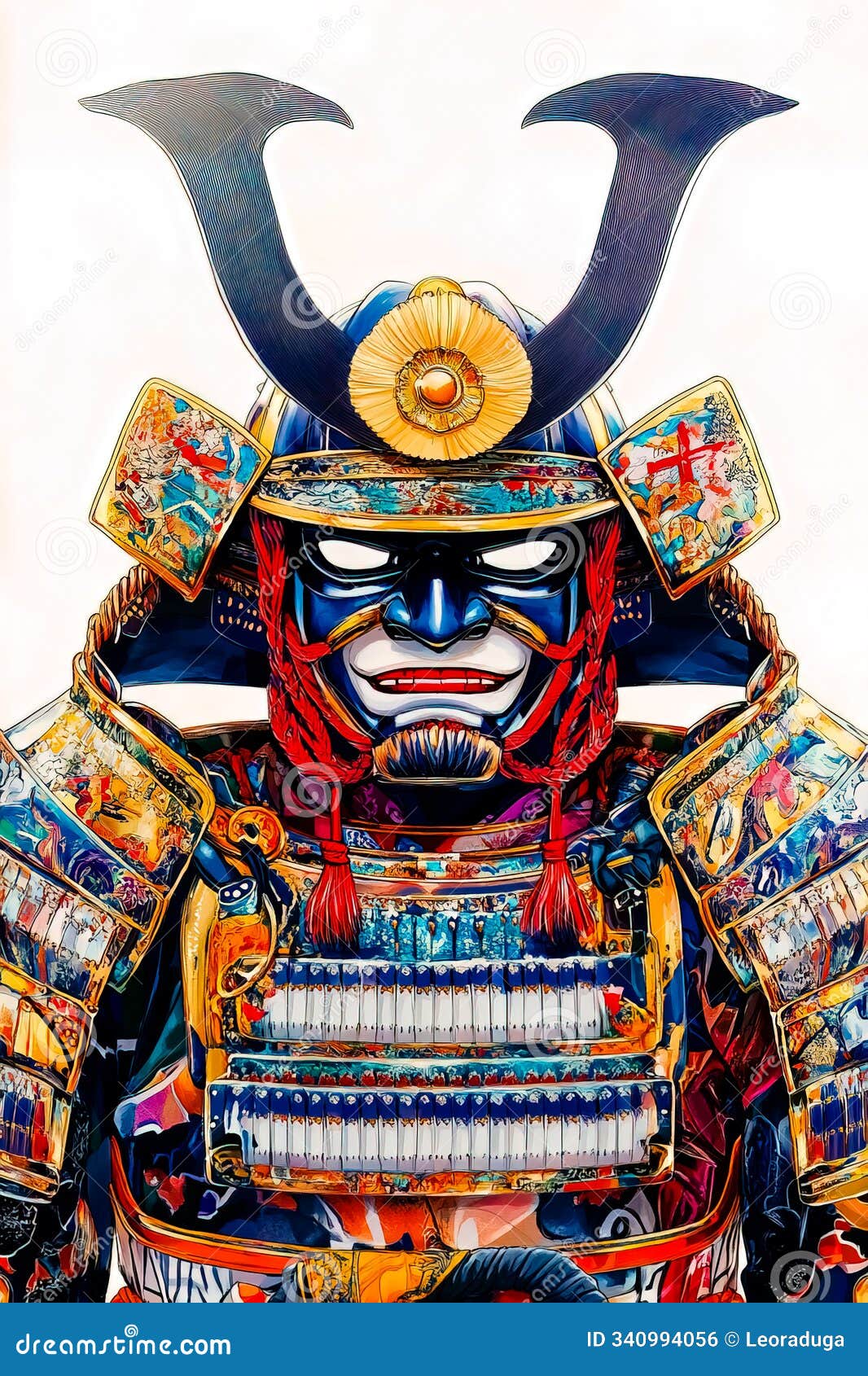 Japanese Samurai Chest Armor in Japanese Anime Style Stock Illustration ...