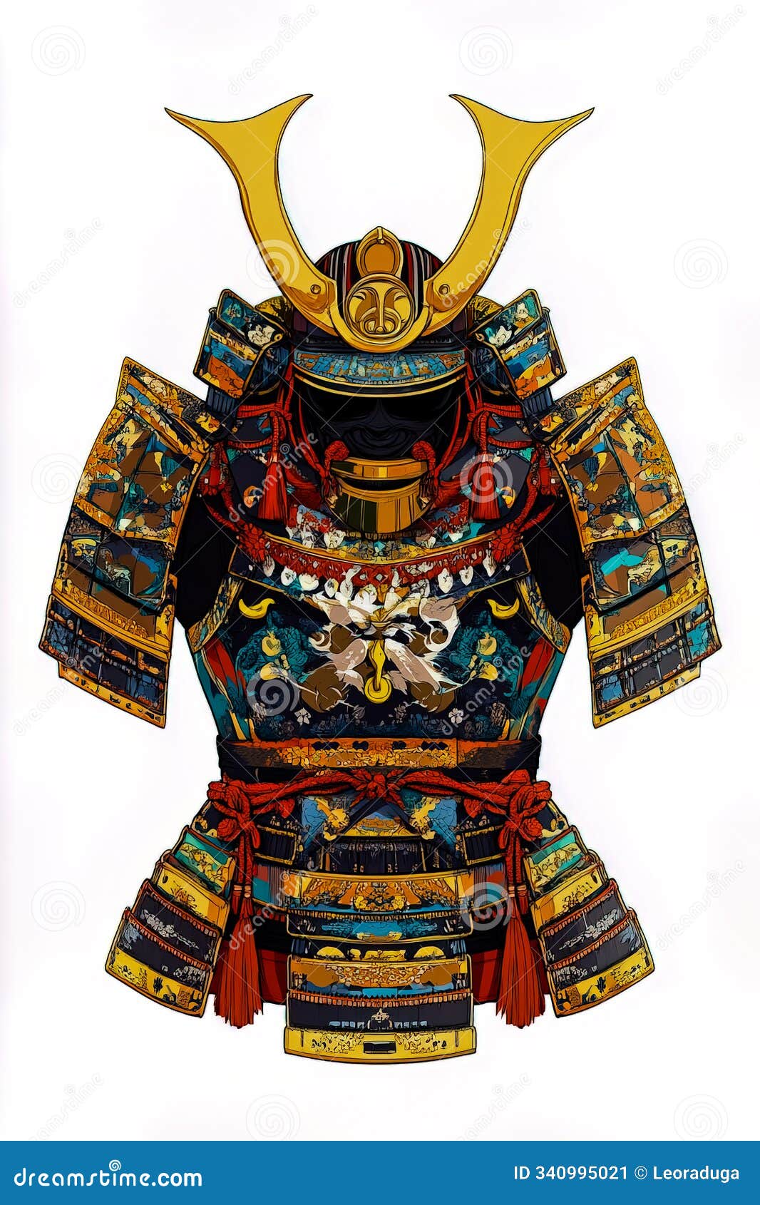 Japanese Samurai Chest Armor in Japanese Anime Style Stock Illustration ...
